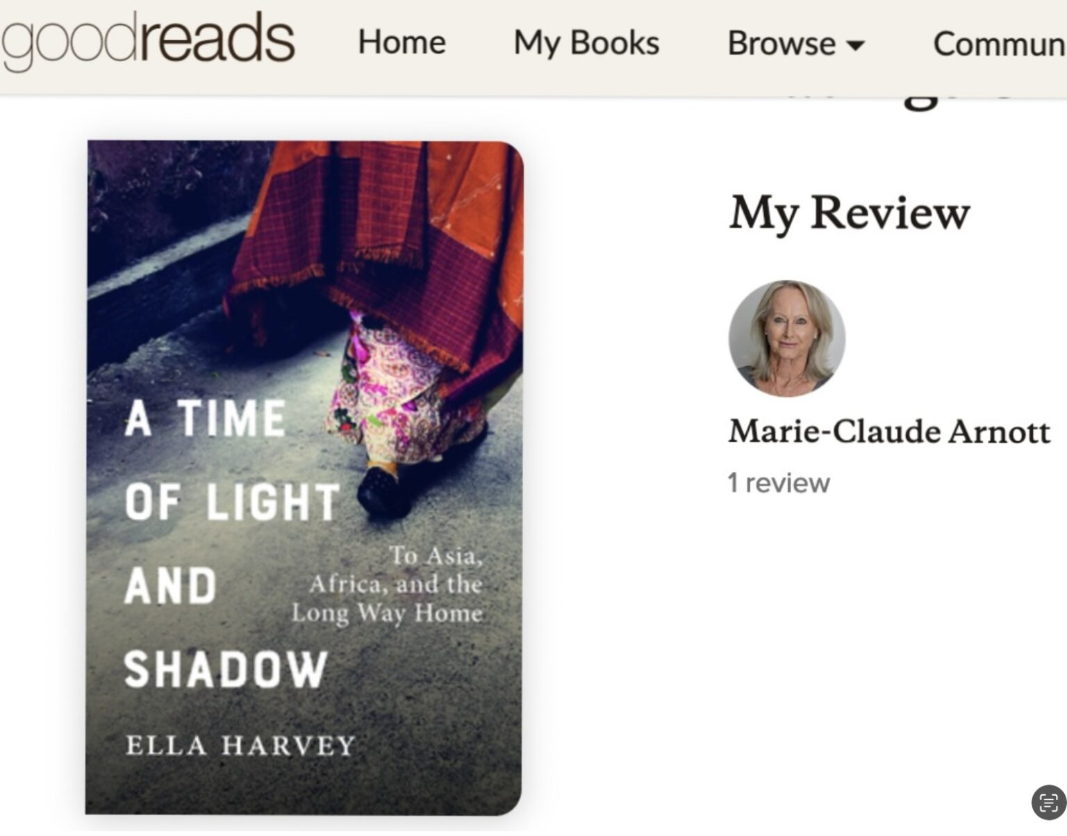 A Time of Light and Shadow - by Ella Harvey - Marie-Claude Arnott